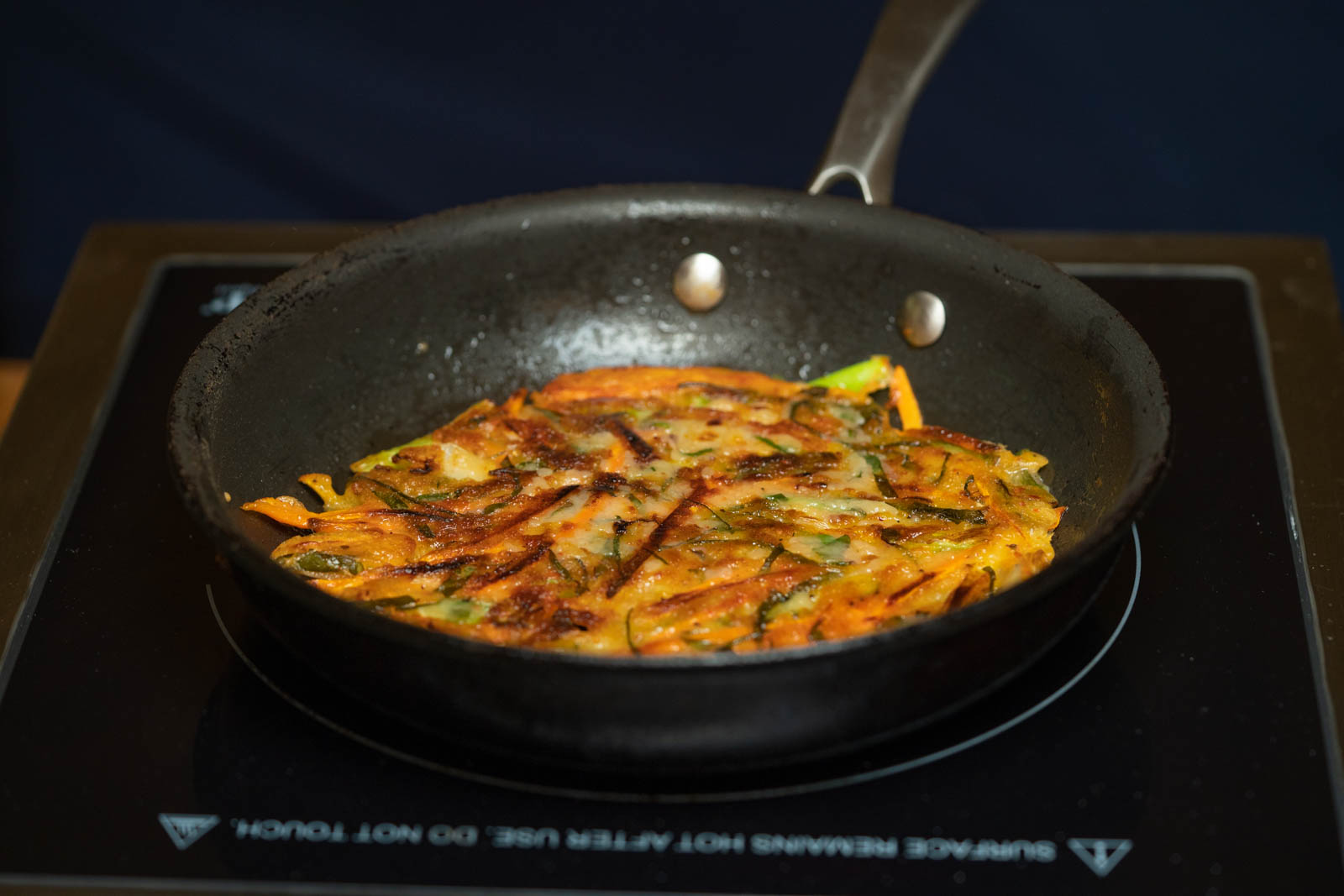 Malabar Spinach & Kimchi Korean Pancakes - Adventures of Carlienne